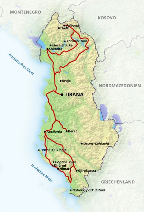 Campingplatze Albanien Karte